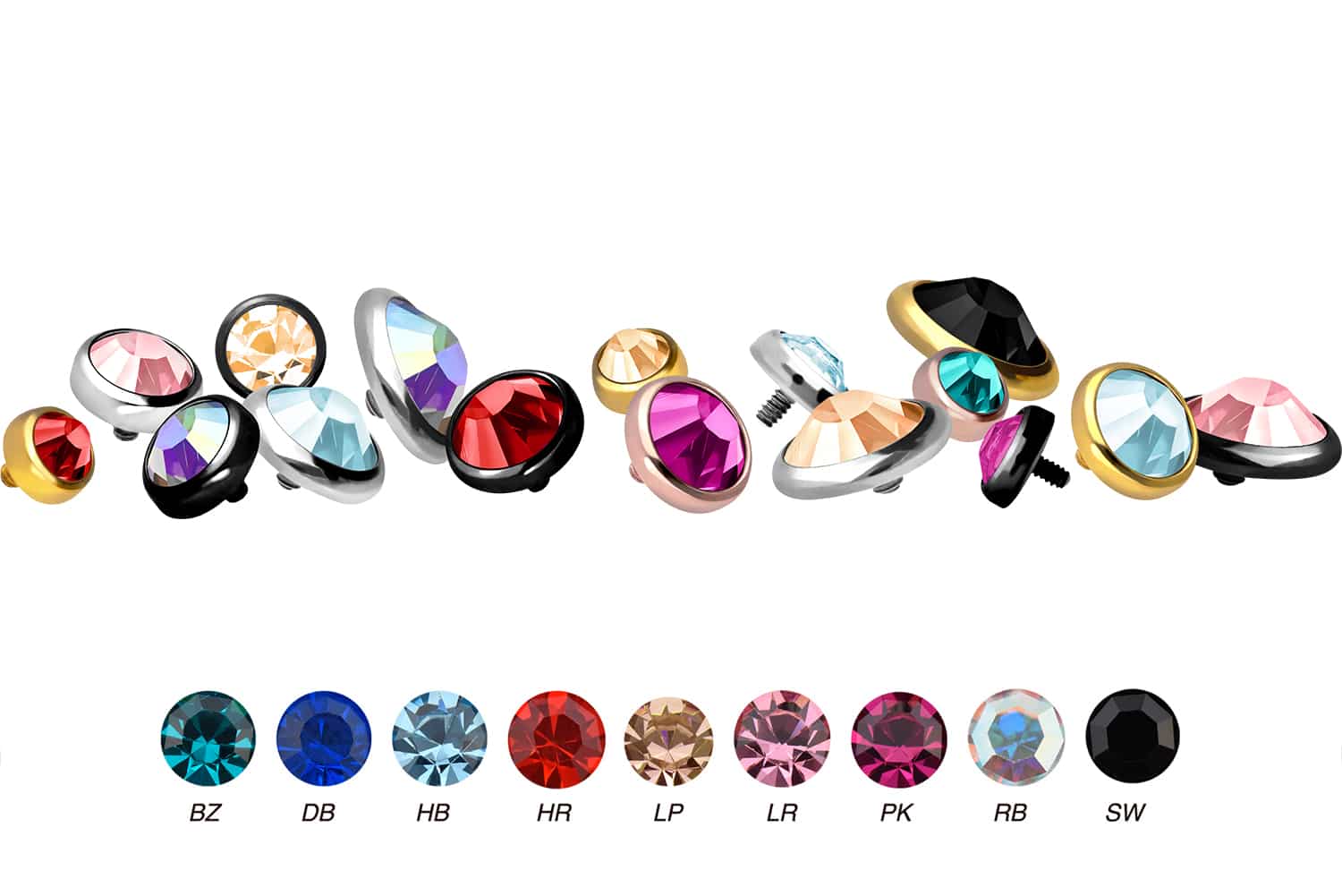 Titanium dermal anchor attachment DISC + CRYSTAL | PIERCINGLINE